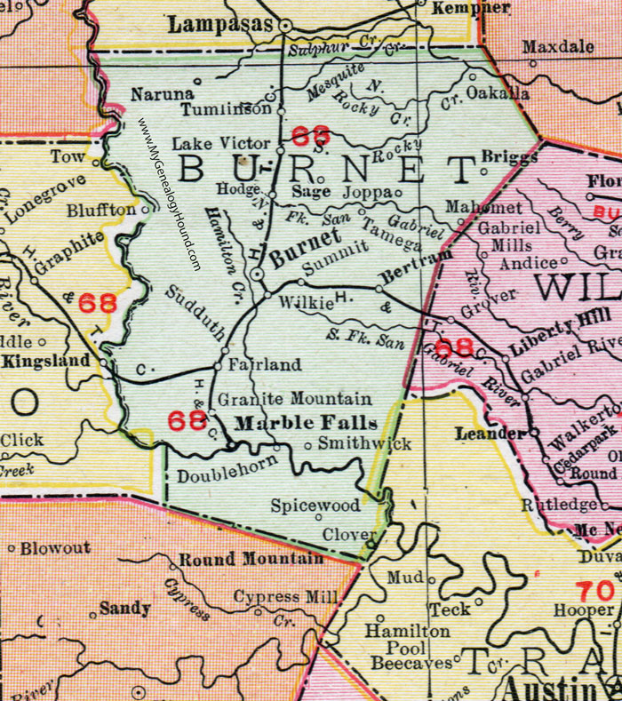 Map Of Burnet Texas
